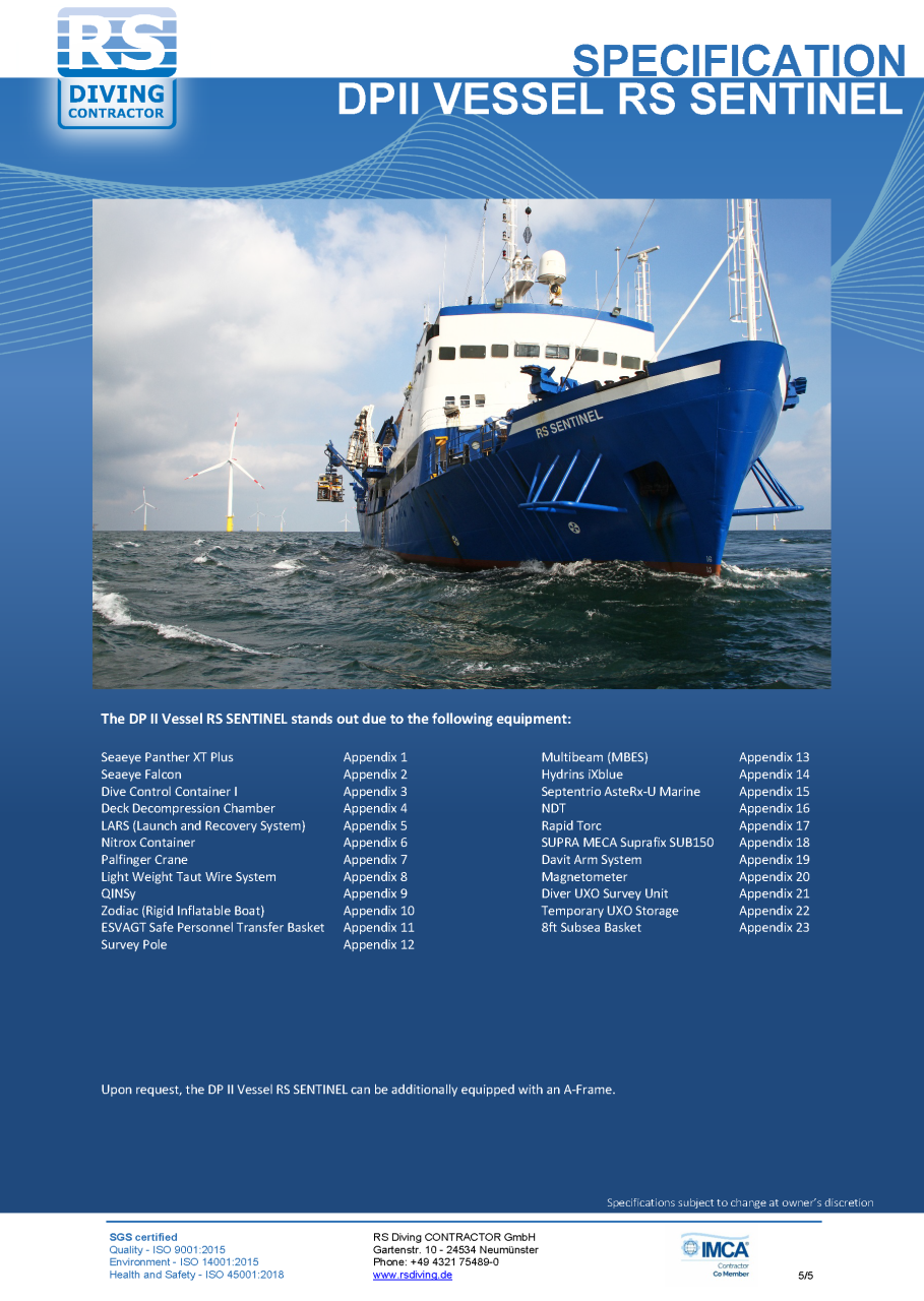 Specification - DPII ROV and Dive Support Vessel